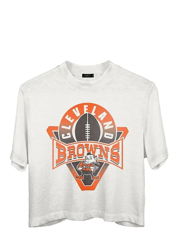 Junk Food Clothing Nfl Cleveland Browns Mock Neck Crop Tee - White