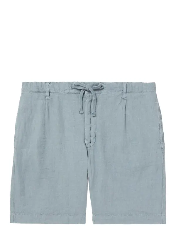 Hartford Tank Straight-leg Linen Shorts - Blue
