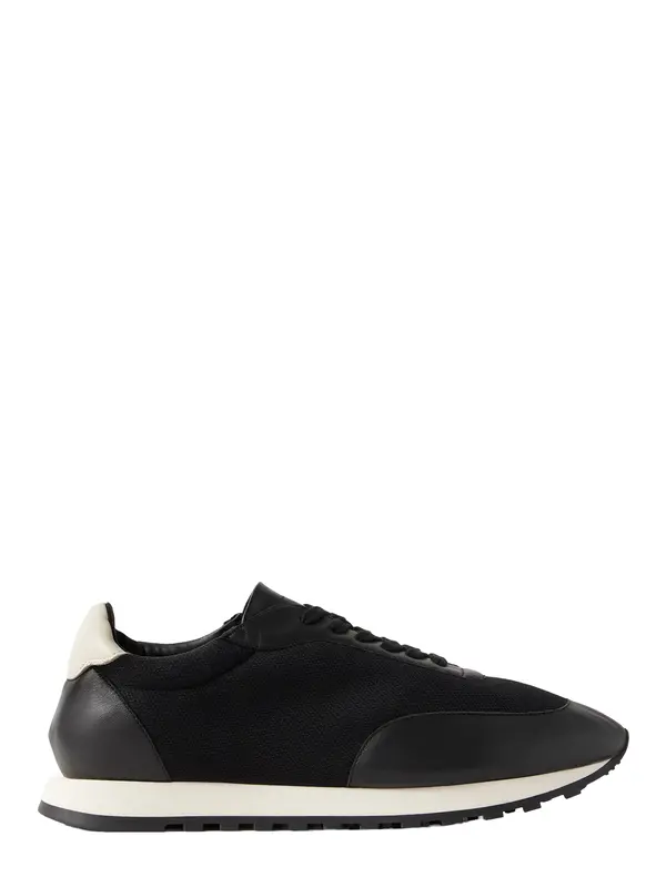THE ROW Owen Leather-trimmed Mesh Sneakers - Black