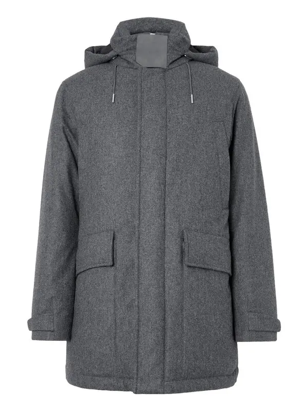 Zegna Suede-trimmed Techmerino™ Wool Hooded Down Parka - Gray