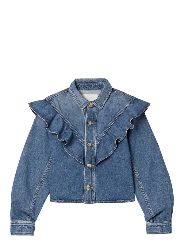 Ulla Johnson The Mathilde Ruffled Denim Shirt - Blue