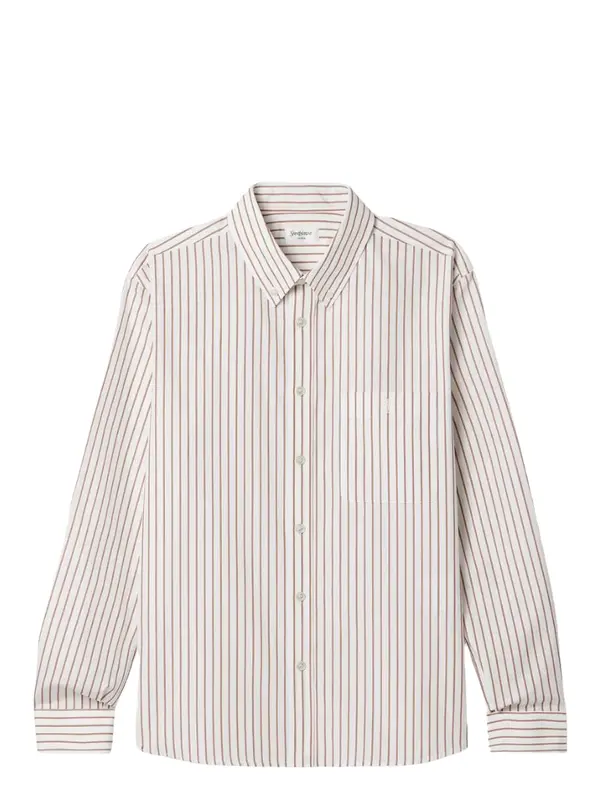 Saint Laurent Striped Cotton-poplin Shirt - White