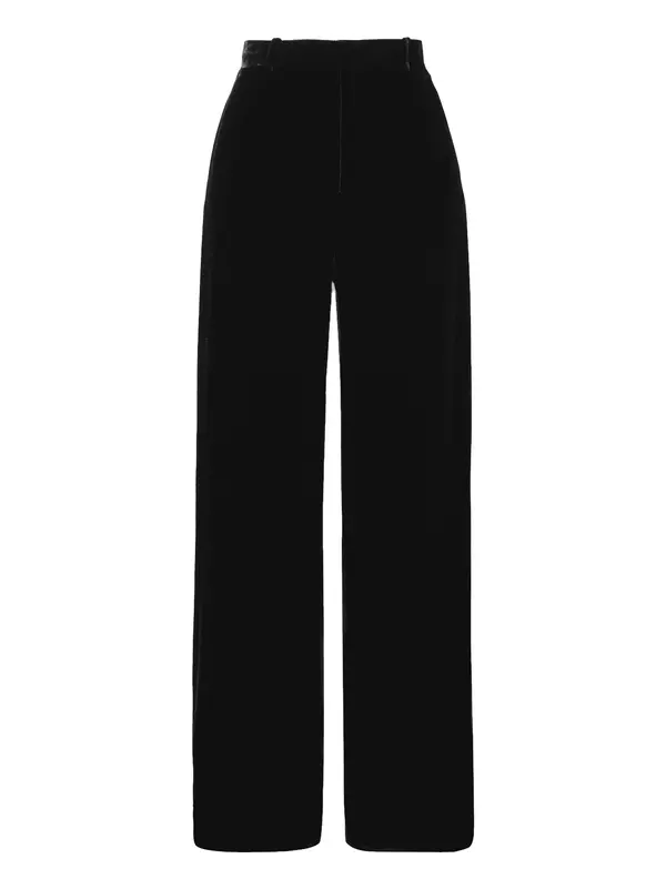 Loro Piana Goldie Velvet Wide-leg Pants - Black