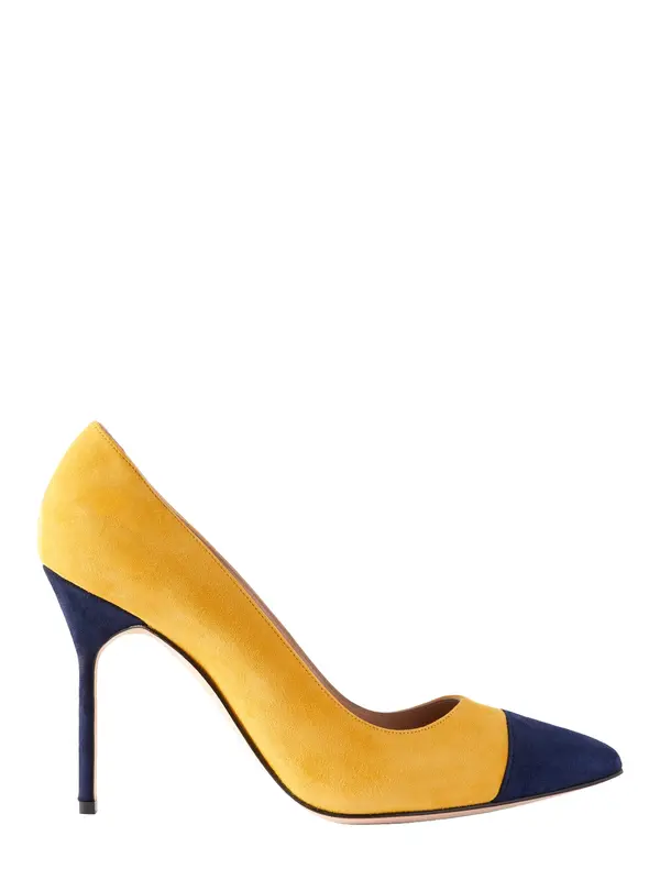 Manolo Blahnik Capcour 105 Two-tone Suede Pumps - Yellow