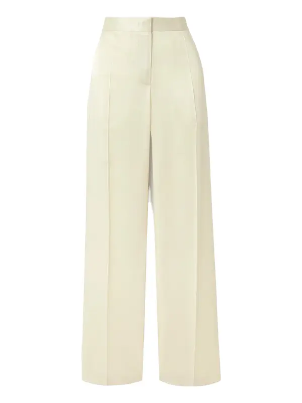 JIL SANDER Pleated Satin Straight-leg Pants - Cream