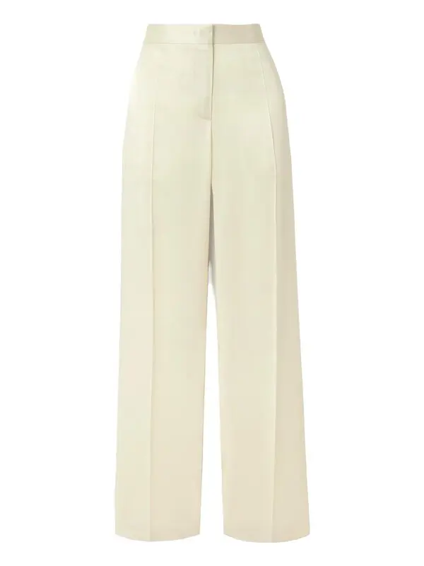 JIL SANDER Pleated Satin Straight-leg Pants - Neutrals