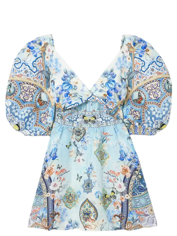 Camilla Al Manial Palace Memoirs Crystal-embellished Mini Dress - Blue