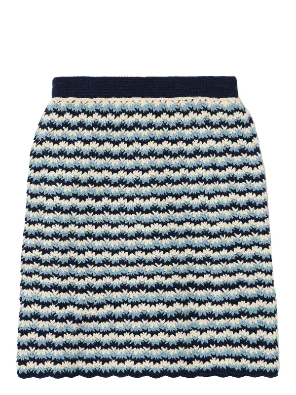 Escvdo Naplo Crocheted Cotton Mini Skirt - Blue