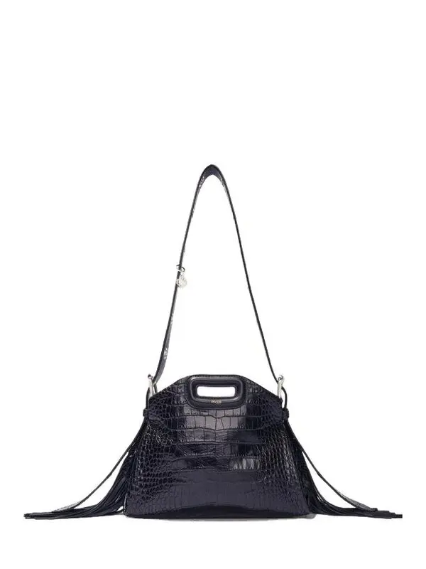 Maje Miss M Mini Embossed Leather Bag - Black