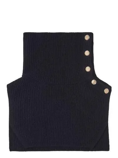 Maje Button-up Wool Blend Collar Wrap - Black