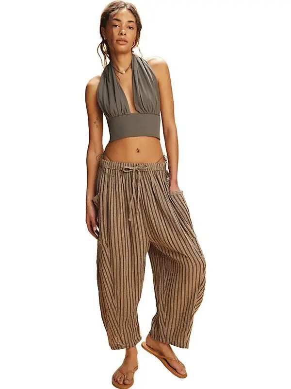 Free People Quinn Striped Pants - Charcoal
