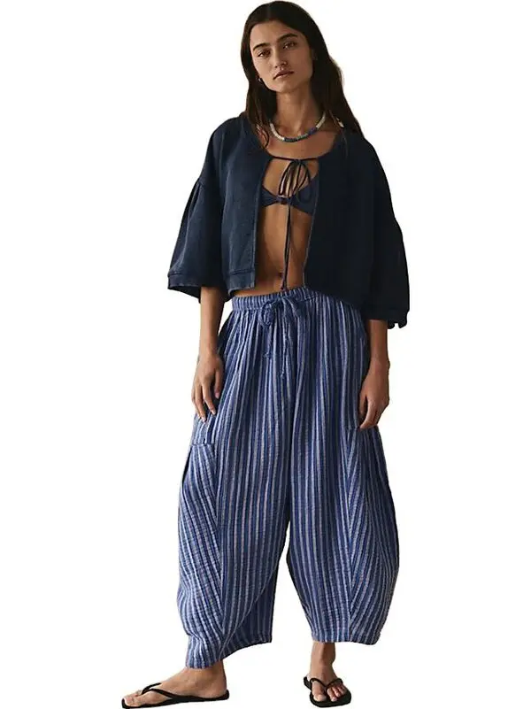 Free People Quinn Striped Pants - Lavender Combo