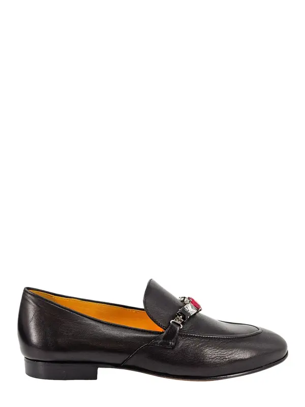 MADISON.MAISON Jeweled Leather Loafers - Black