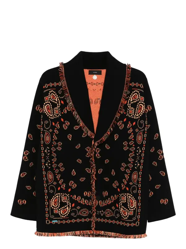 Alanui Bandana Jacquard Cardigan - Black