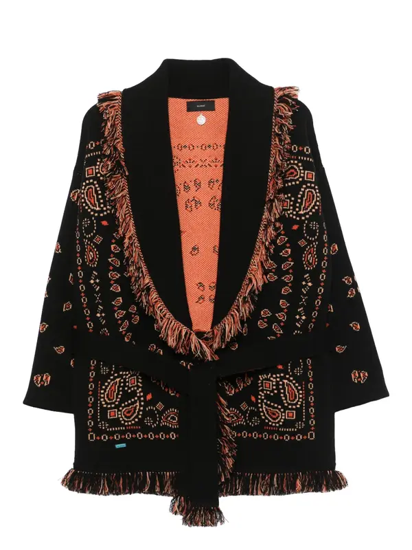 Alanui Bandana-jacquard Cardigan - Black