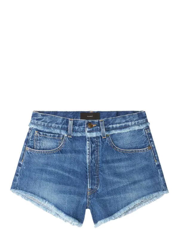 Alanui Fringed Denim Shorts - Blue