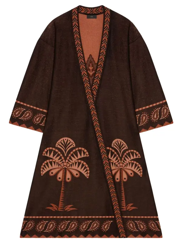 Alanui Graphic Print Robe Dress - Brown
