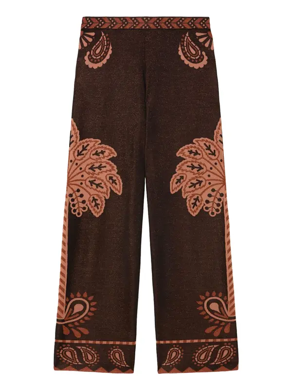 Alanui Wild Wonder Foulard Palazzo Pants - Brown