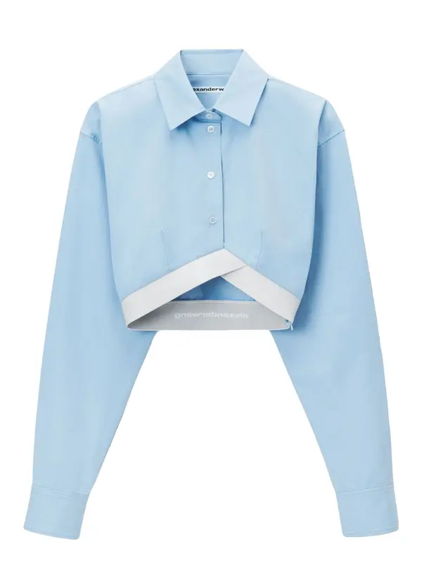Alexander Wang Logo-band Cropped Shirt - Blue