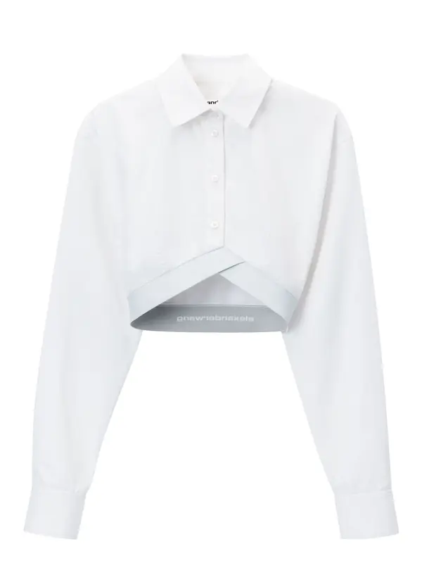 Alexander Wang Logo-band Cropped Shirt - White