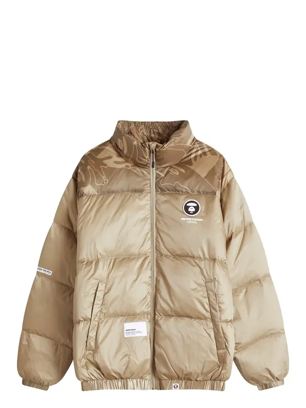 A BATHING APE Camo Down Jacket - Dark Beige