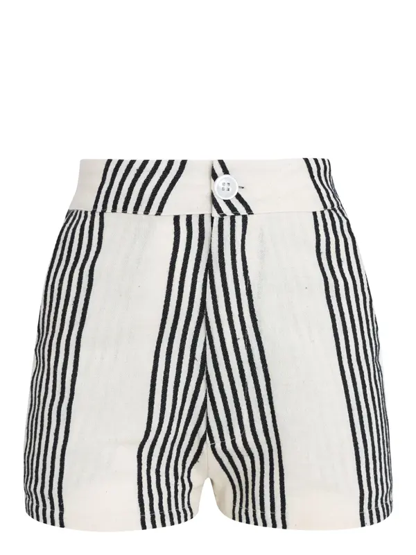 AMIR SLAMA Striped High-waisted Shorts - White