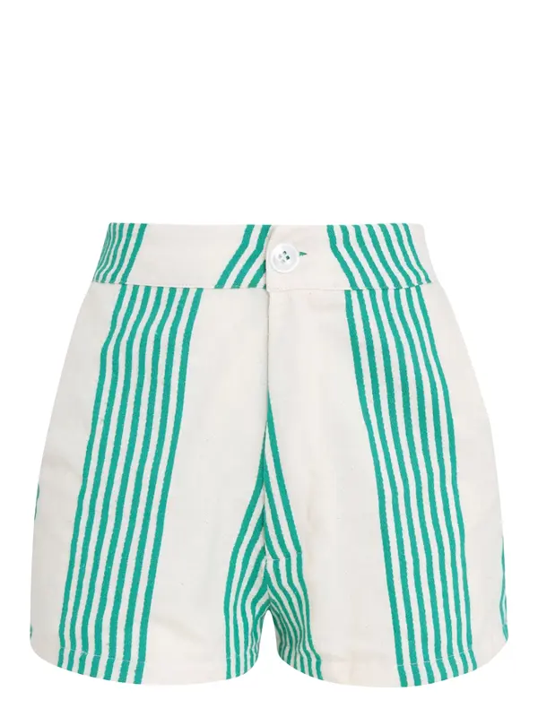 AMIR SLAMA Striped High-waisted Shorts - White