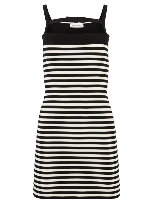 Nina Ricci Stripe-pattern Mini Dress - Black