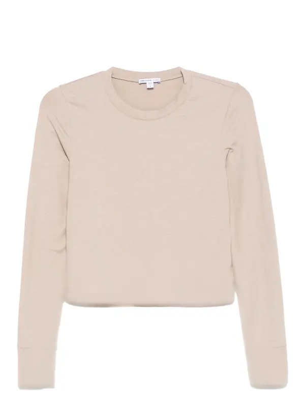 JAMES PERSE Cropped Long-sleeved T-shirt - Neutrals