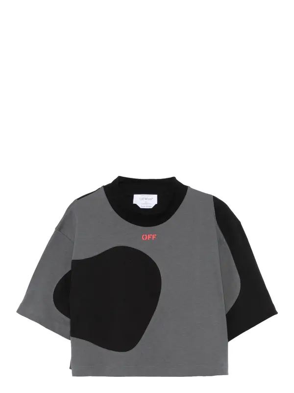 Off-White Color-block Cropped T-shirt - Grey