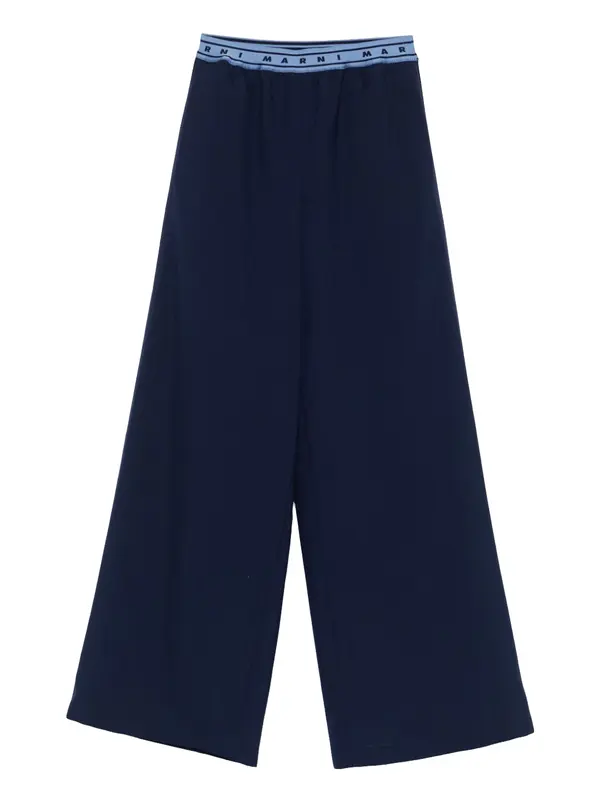 Marni Logo-band Wool Trousers - Blue