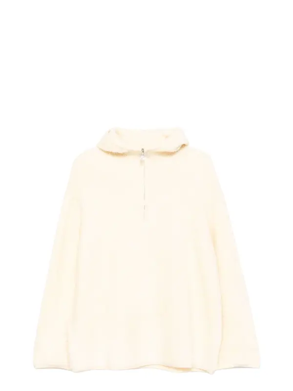 B+AB Hooded Half Zip Sweater - White