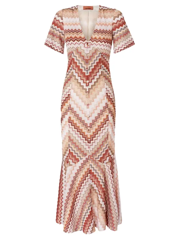 Missoni Zigzag-pattern Maxi Dress - Brown