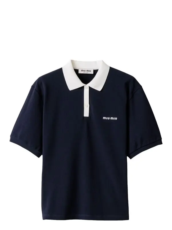 Miu Miu Cotton Piqué Polo Shirt - Blue