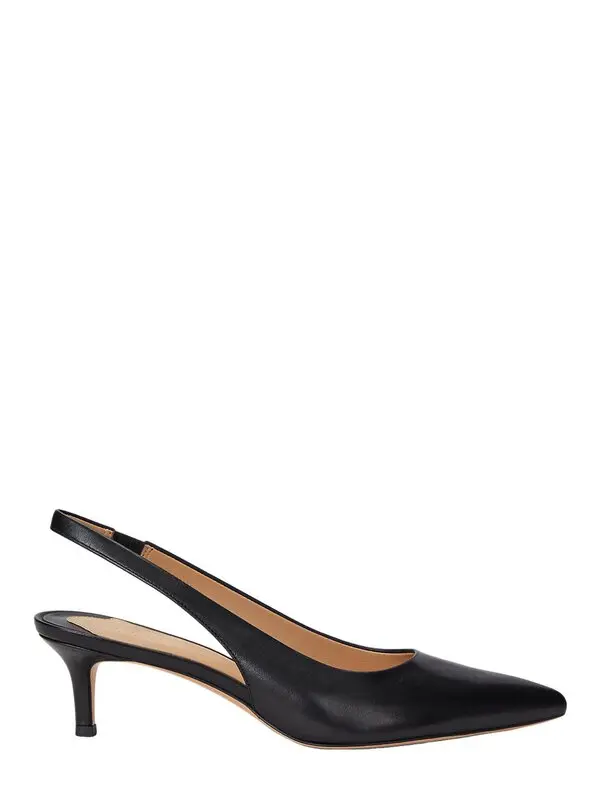 Ralph Lauren Lolah Burnished Leather Slingback Pump - Black