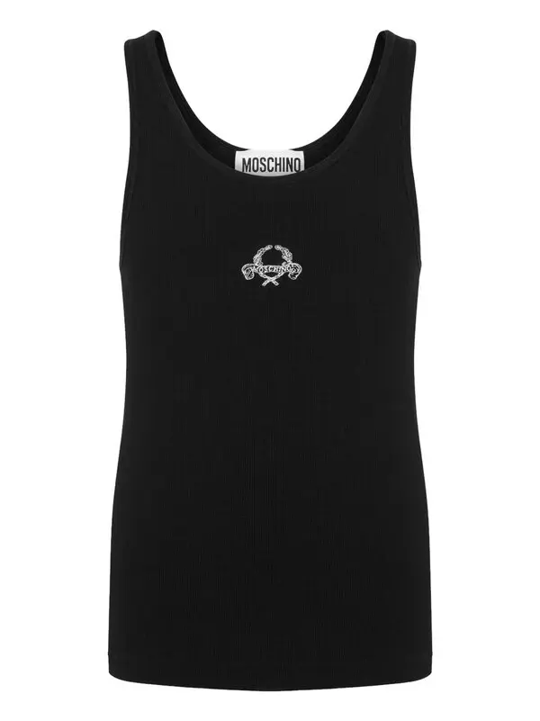 Moschino Logo-embroidered Tank Top - Black