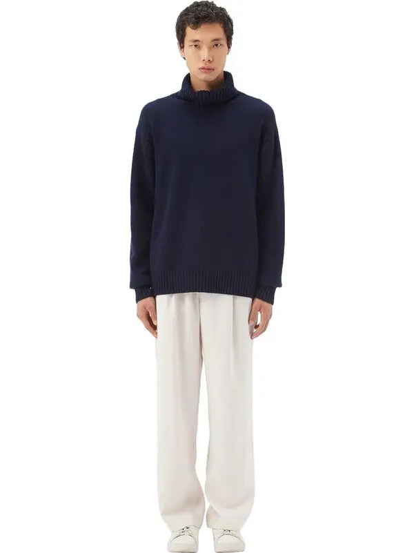 Gobi Cashmere Classic Turtleneck Sweater - Navy