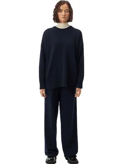 GOBI MONGOLIAN CASHMERE Loose-fit Cashmere Crewneck Sweater - Navy