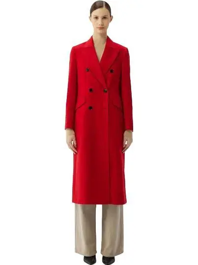GOBI MONGOLIAN CASHMERE Cashmere Peak Lapel Long Coat - Red