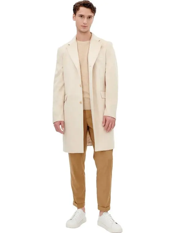 GOBI MONGOLIAN CASHMERE Classic Single Breasted Coat - Beige