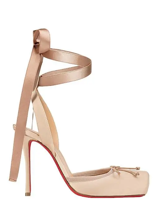 CHRISTIAN LOUBOUTIN Cassia Lace Up 100 Crepe-satin Heels - Blush