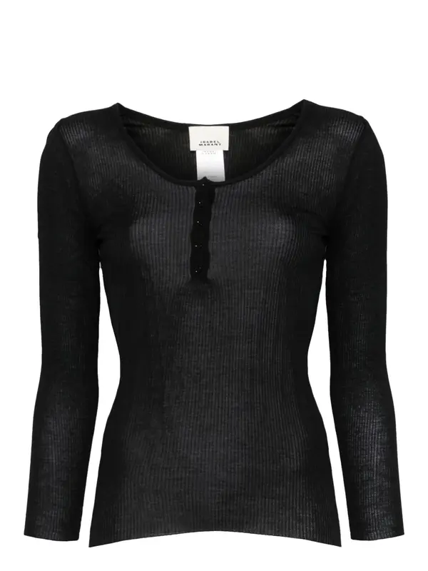 Isabel Marant Lamylic Henley Top - Black