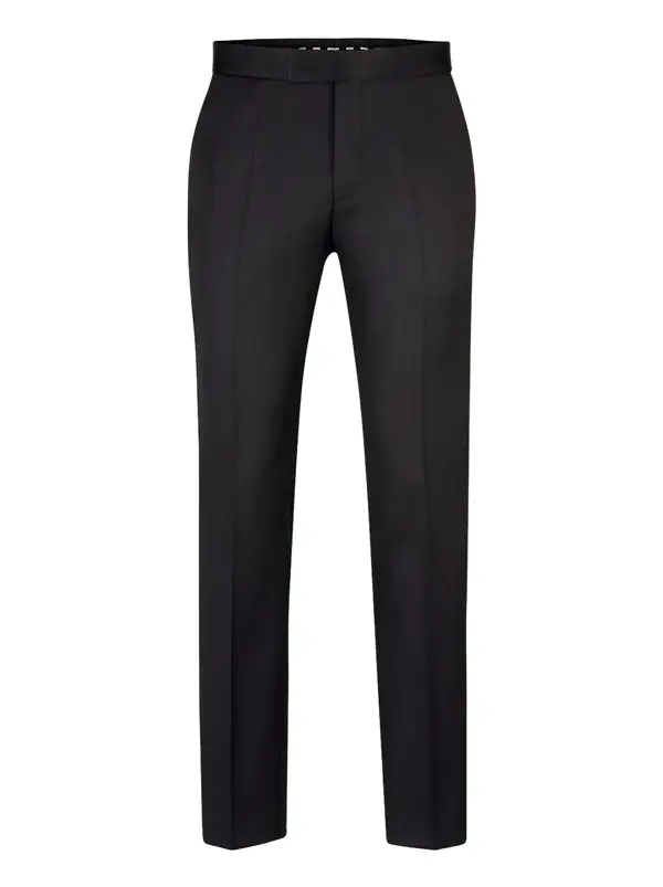 BOSS Tapered-leg Virgin Wool Trousers - Black
