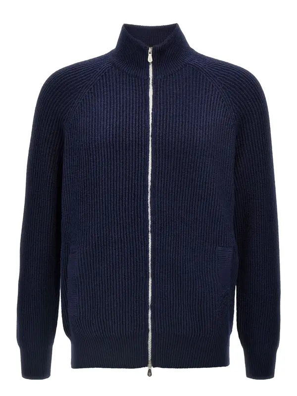 Brunello Cucinelli Ribbed Cardigan - Blue