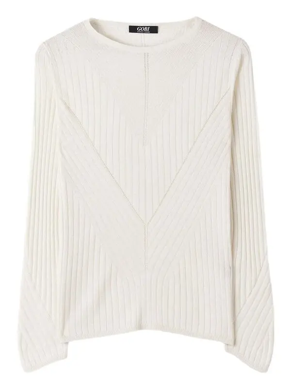 Gobi Cashmere Rib-knit Silk Cashmere Sweater - Whisper White