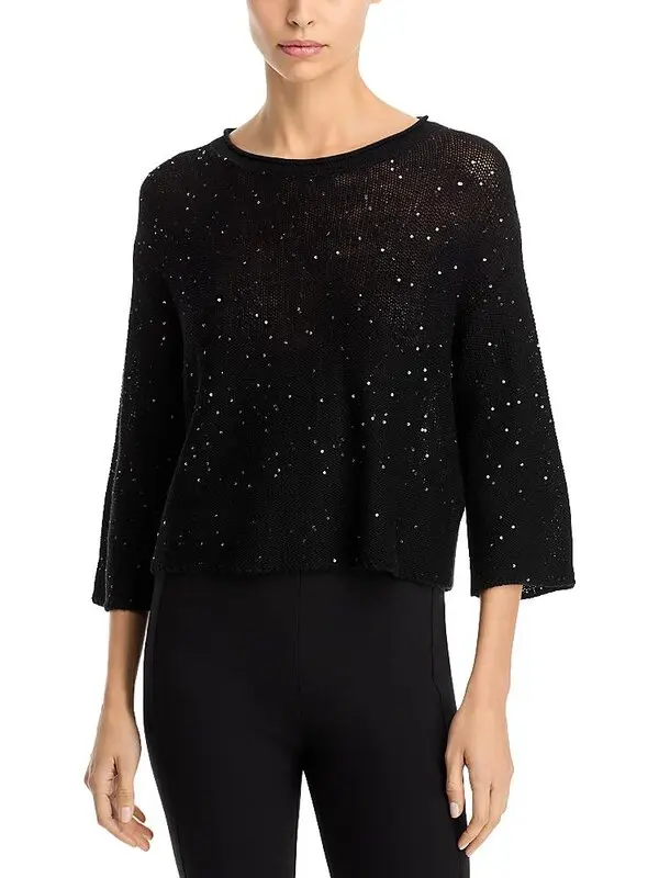 Eileen Fisher Sequinned Wool Sweater - Black