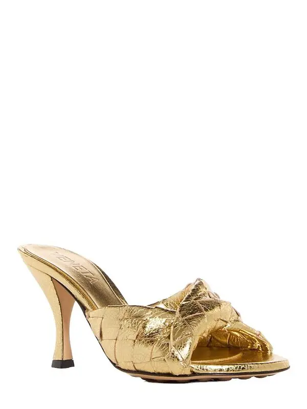 Bottega Veneta Blink High Heel Mules - Gold