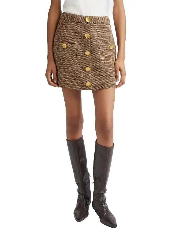 L'Agence Zander Mini Skirt - Brown/beige/gold