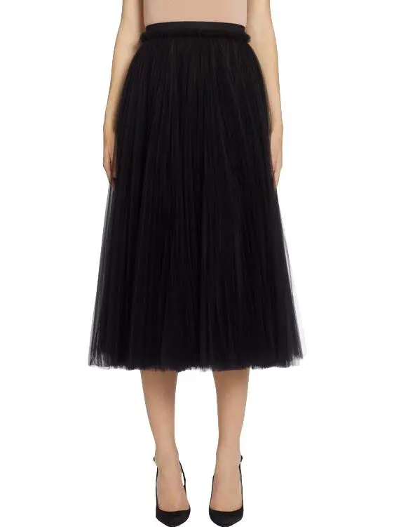 Dolce & Gabbana Tulle A-line Midi Skirt - Black