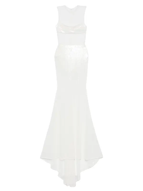 Alex Perry Sequinned Mesh Gown - White